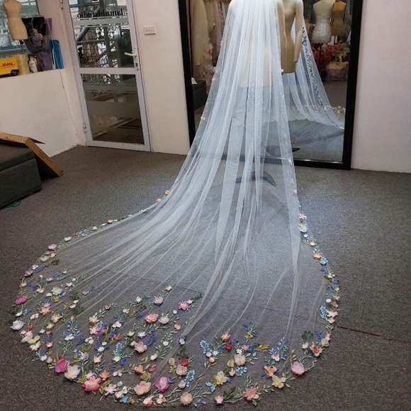 Accessories | Wildflower Floral Appliqu Wedding Veil | Poshmark